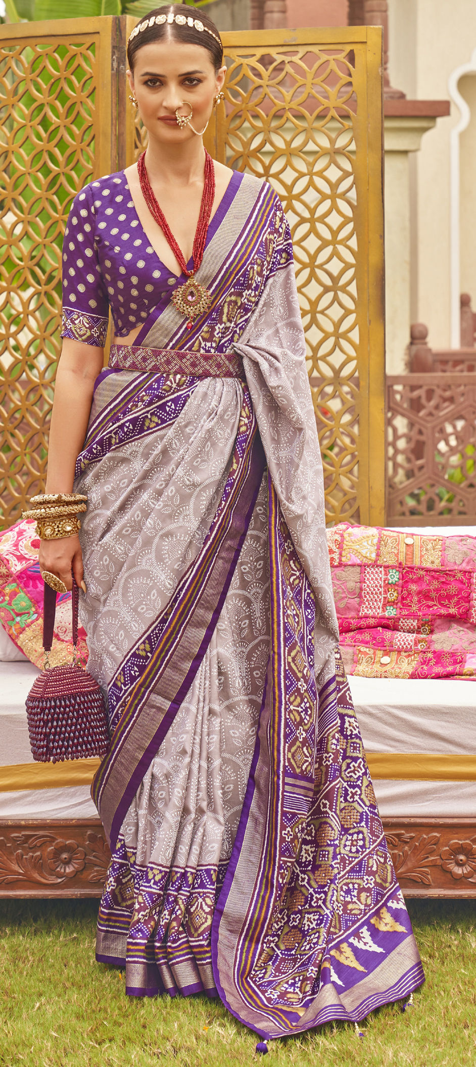 Festive, Traditional Purple and Violet color Patola Silk fabric Saree ...