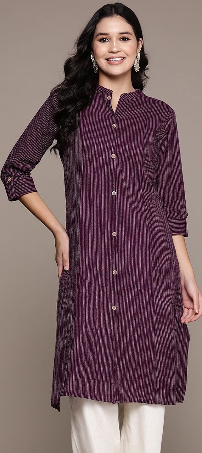 Summer Purple and Violet color Cotton fabric Kurti : 1928768