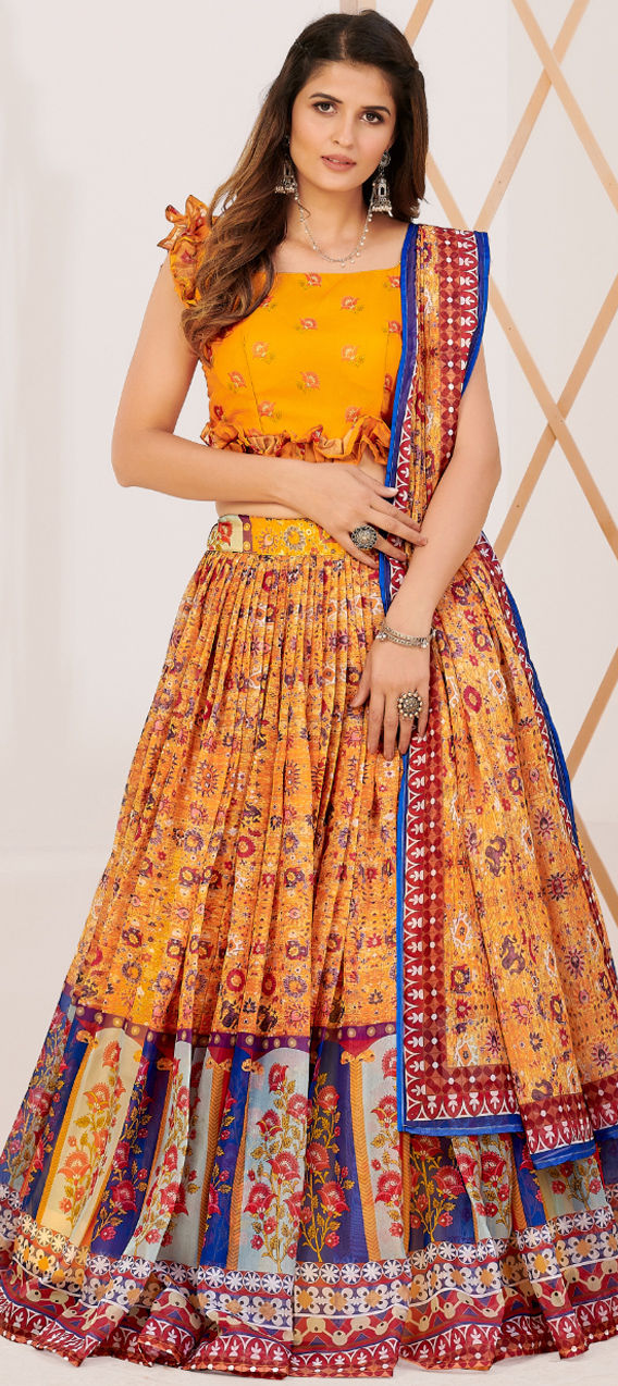 Festive, Party Wear, Traditional Multicolor color Silk fabric Lehenga ...