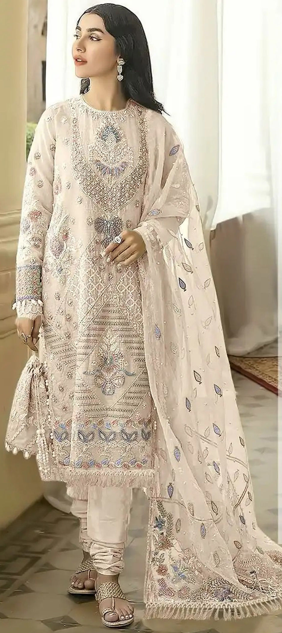 Festive, Party Wear Beige and Brown color Faux Georgette fabric Salwar ...