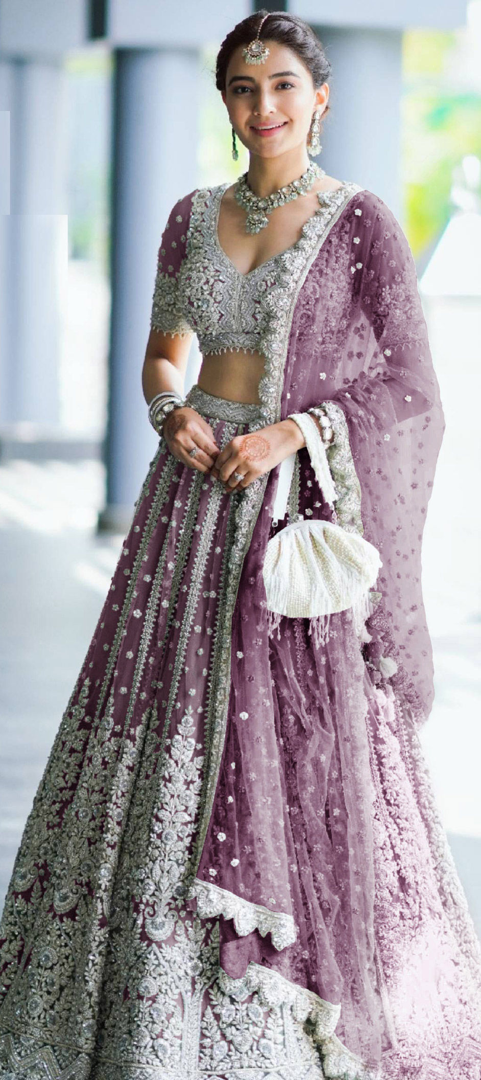 Bridal, Reception, Wedding Purple and Violet color Net fabric Lehenga ...