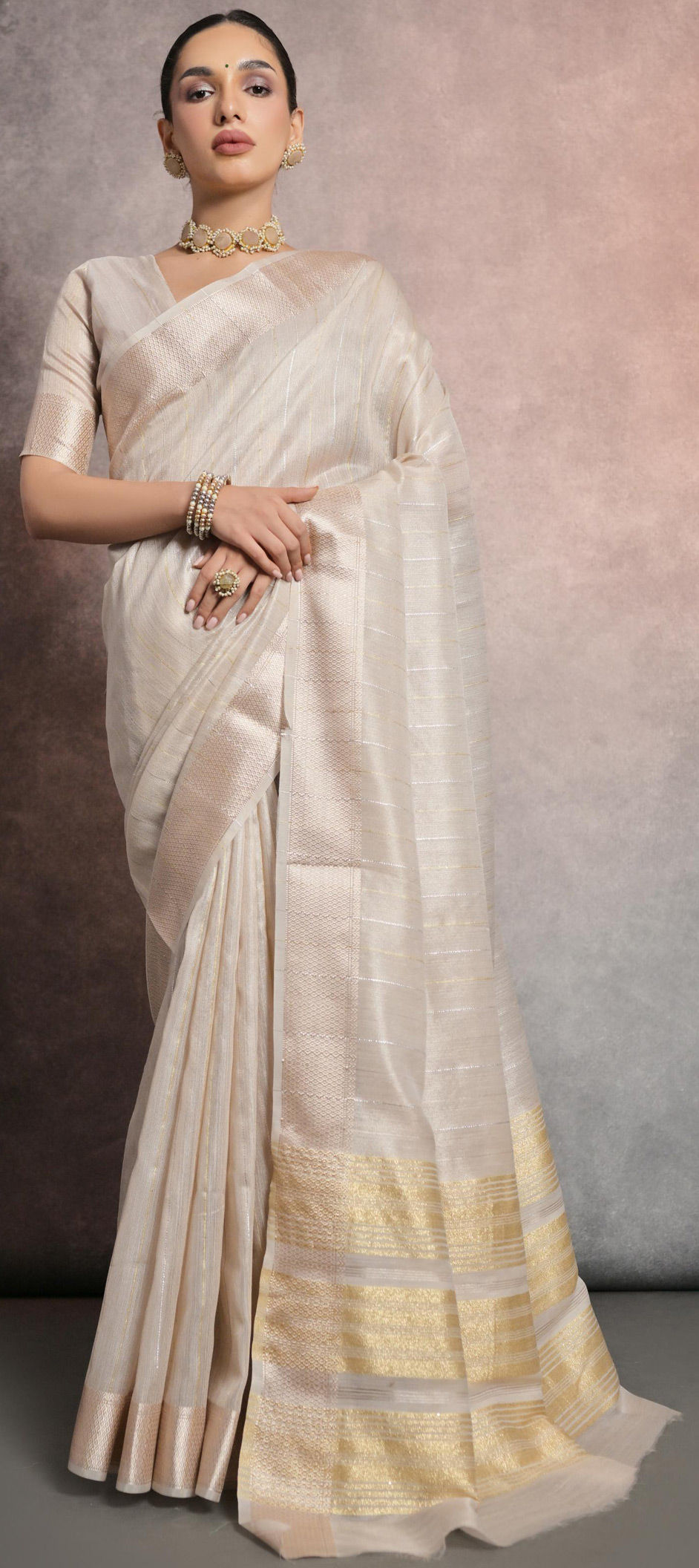 Festive, Traditional Beige and Brown color Art Silk, Silk fabric Saree ...