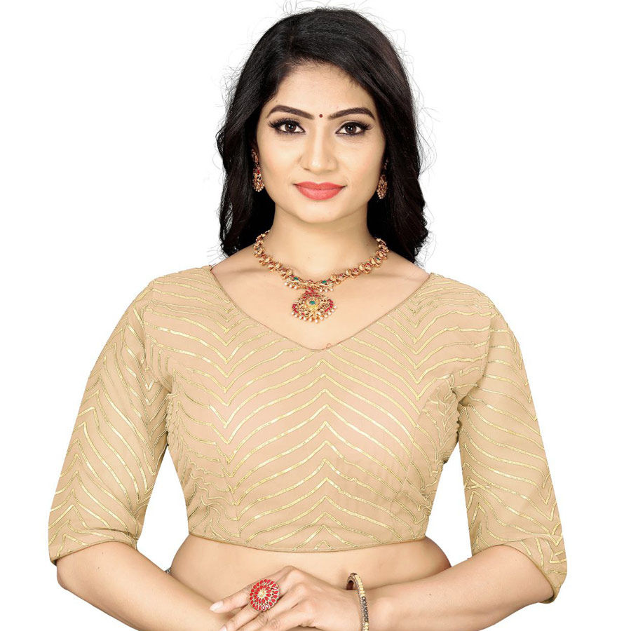 Festive Beige and Brown color Georgette fabric Blouse : 1933461