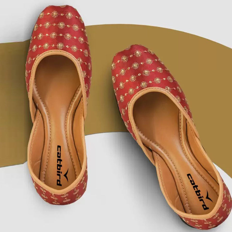 Wedding Red and Maroon color Silk fabric Women Shoes : 1938258