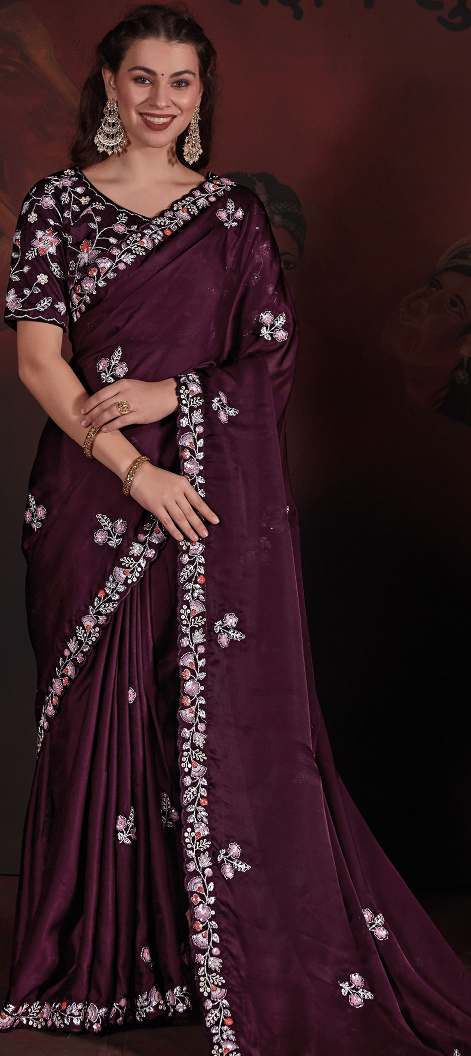 Festive, Reception, Wedding Red and Maroon color Georgette fabric Saree ...