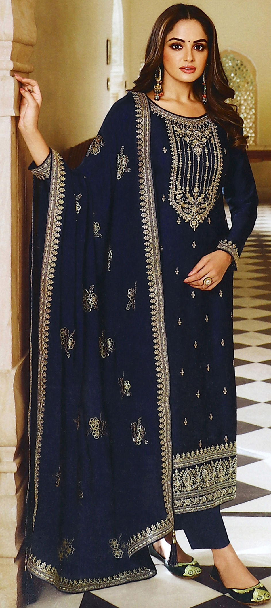Bollywood Blue color Art Silk fabric Salwar Kameez : 1938925