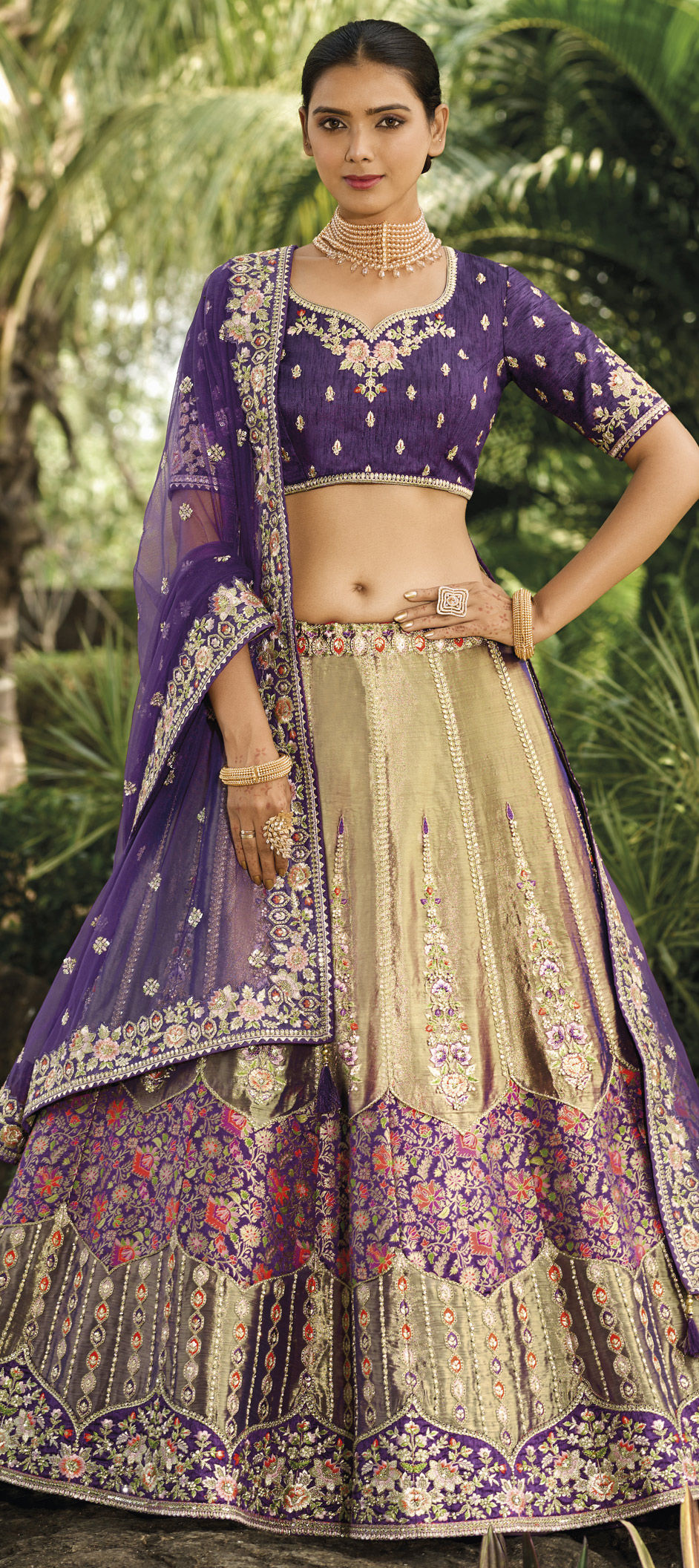 Bridal, Wedding Purple and Violet color Banarasi Silk fabric Lehenga ...