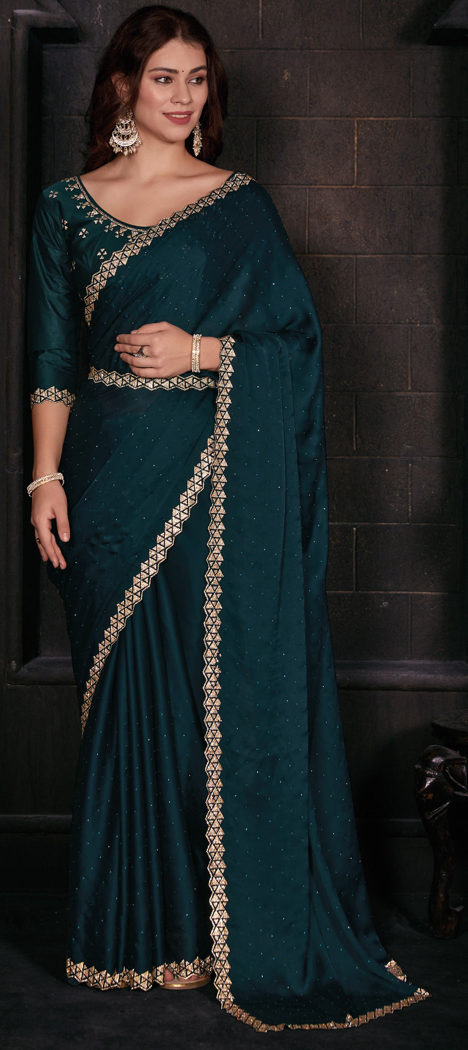Reception, Wedding Blue color Georgette fabric Saree : 1939950