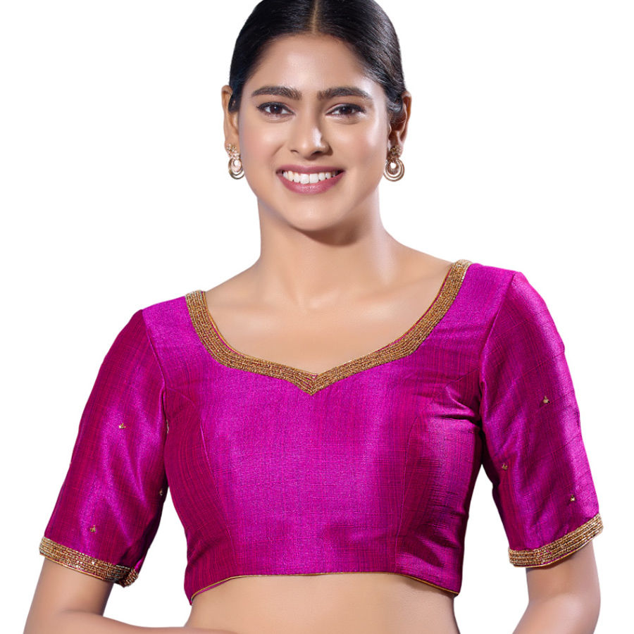 Party Wear Purple and Violet color Silk fabric Blouse : 1940477