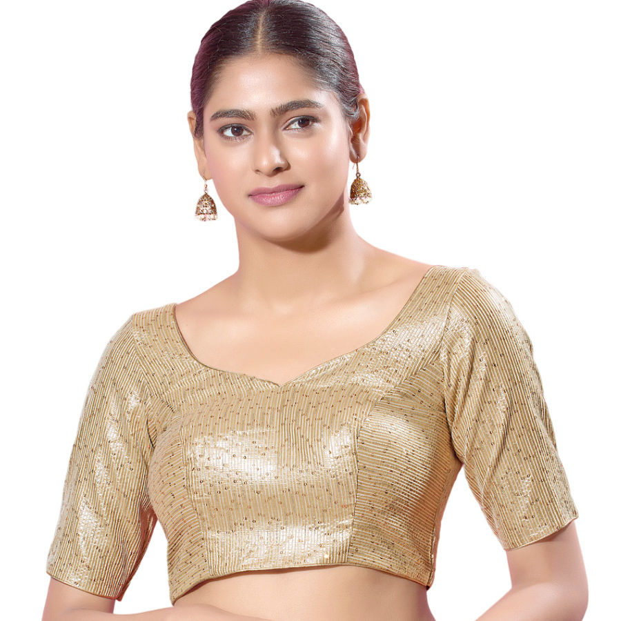 Party Wear Gold color Silk fabric Blouse : 1940508