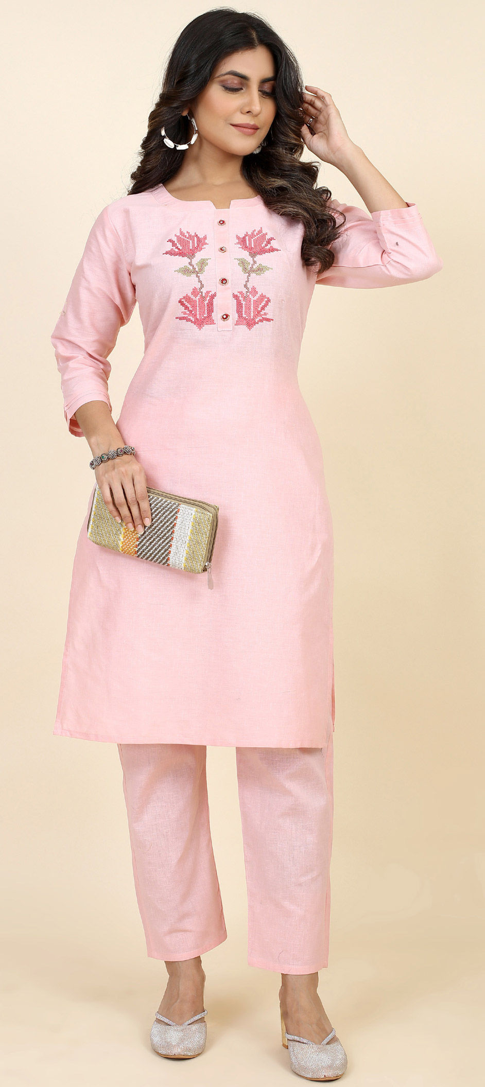Summer Pink and Majenta color Cotton fabric Salwar Kameez : 1940926