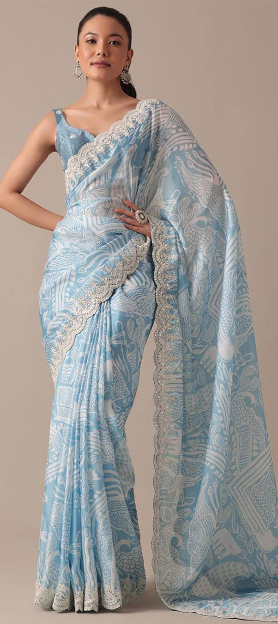Festive, Reception Blue color Georgette fabric Saree : 1941491