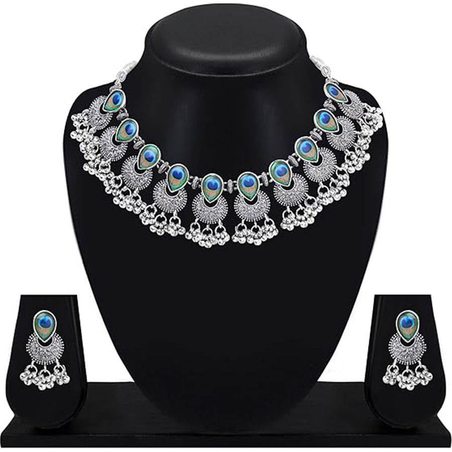 Oxidized Silver color Metal Alloy metal Necklace : 1941602