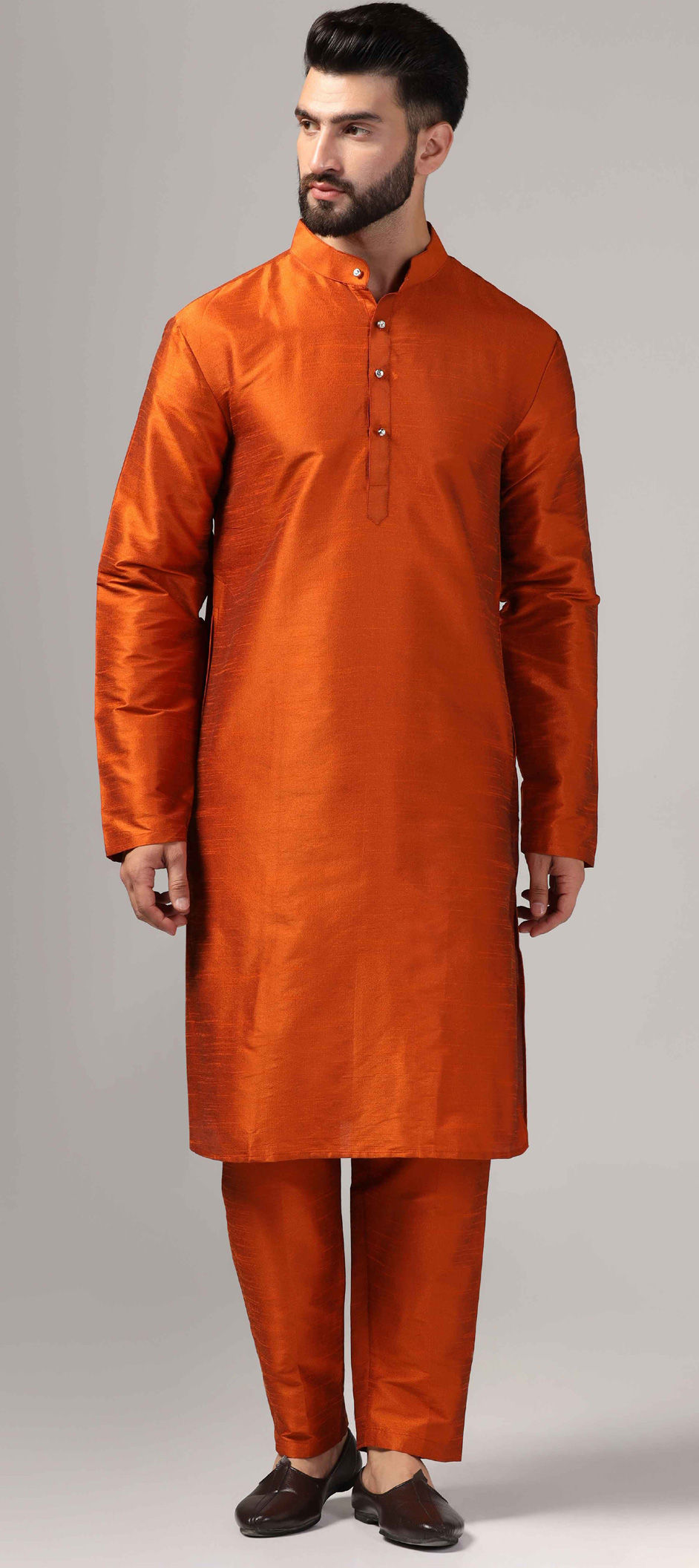 Party Wear Red and Maroon color Raw Silk fabric Kurta Pyjamas : 1943149