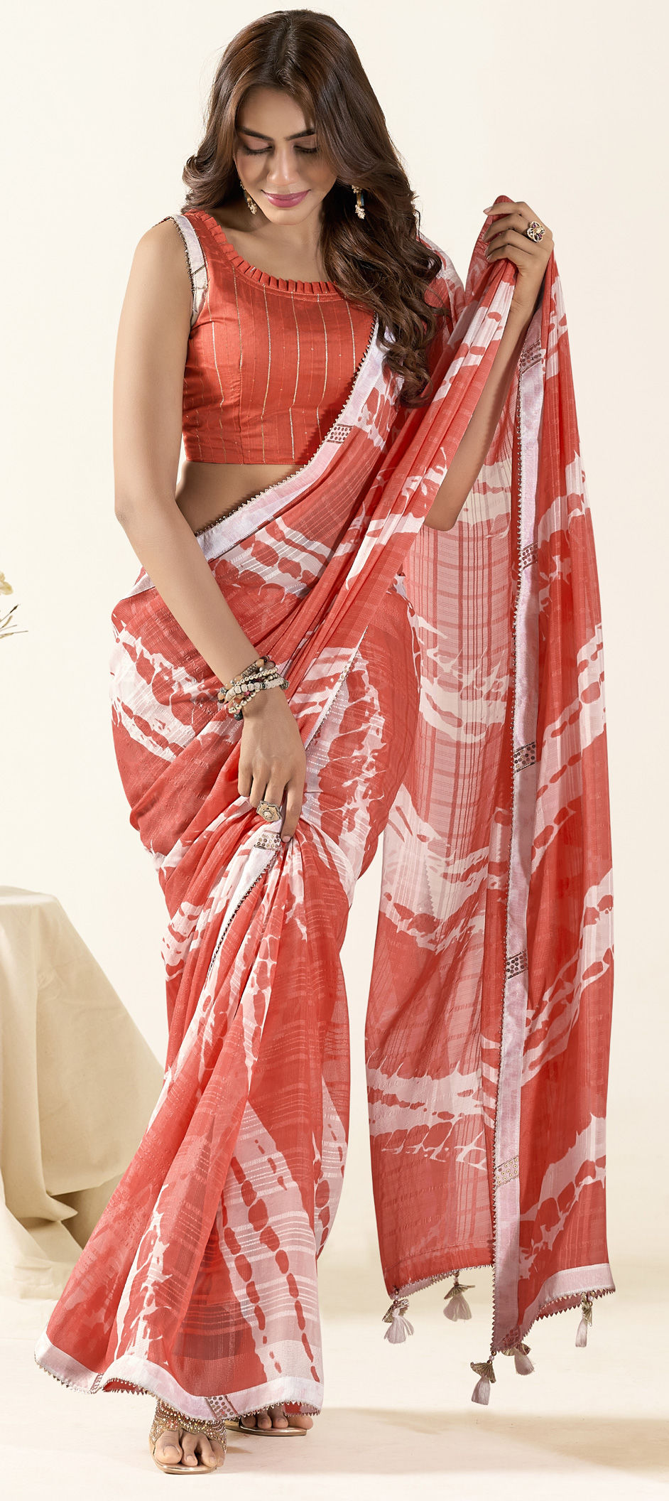 Festive, Reception Red and Maroon color Georgette fabric Saree : 1945556