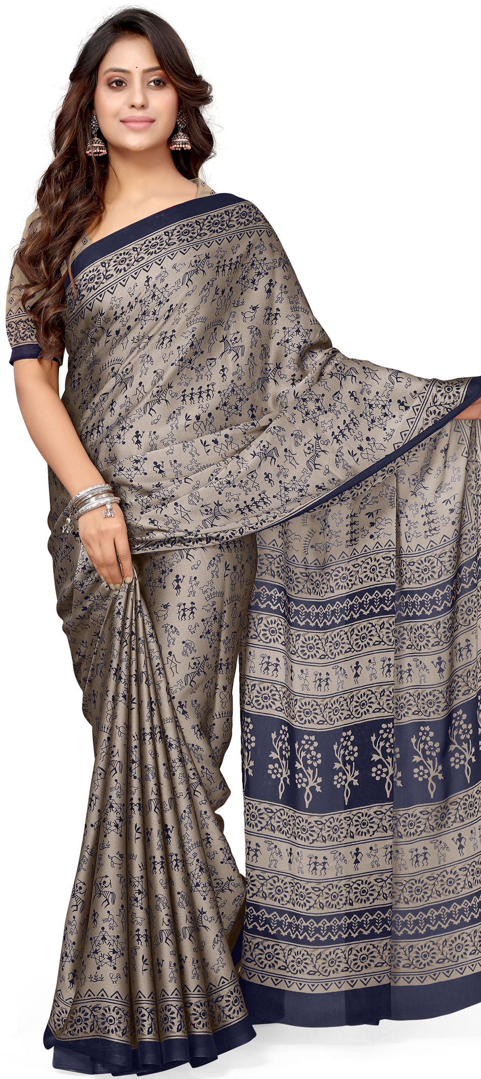 Festive, Reception Beige and Brown color Chiffon fabric Saree : 1945913