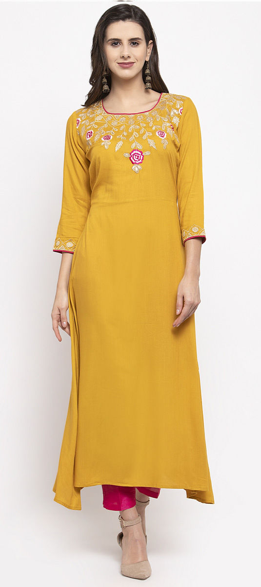 Festive, Party Wear Yellow color Rayon fabric Salwar Kameez : 1945946