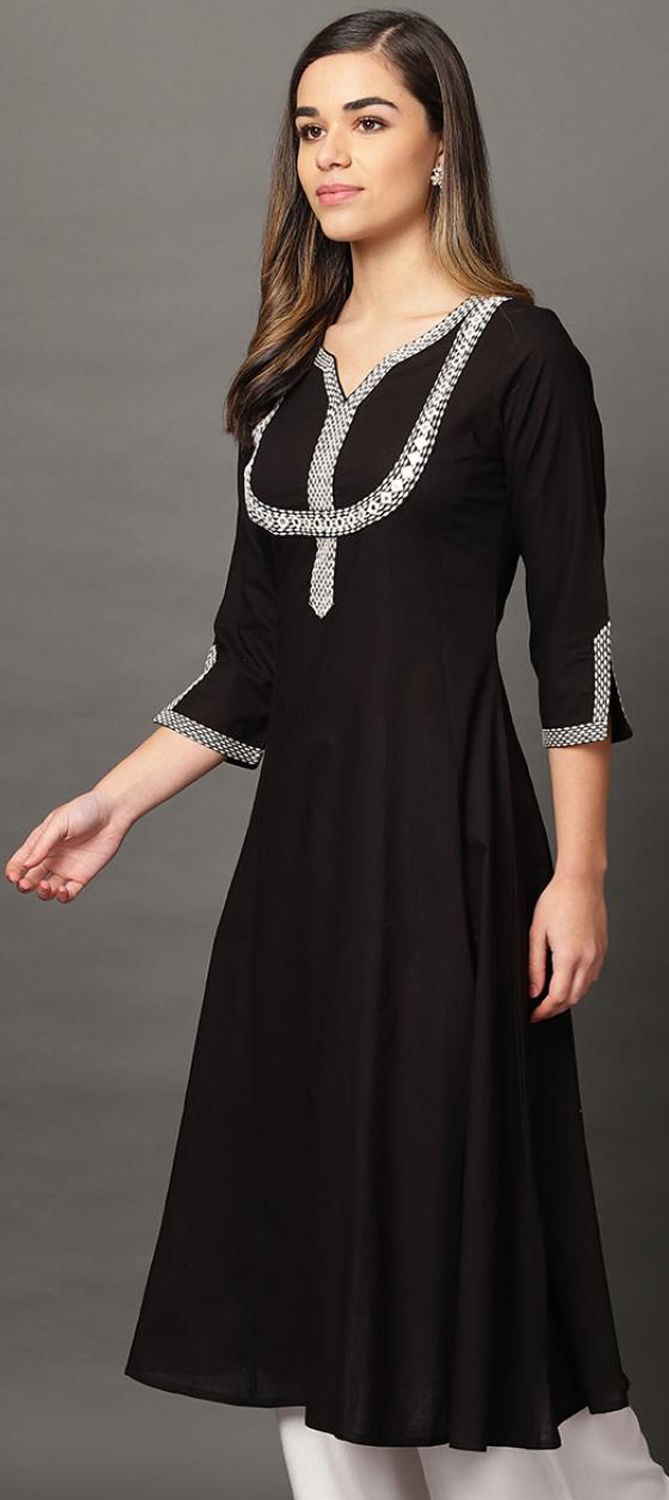 Summer Black and Grey color Rayon fabric Kurti : 1945965
