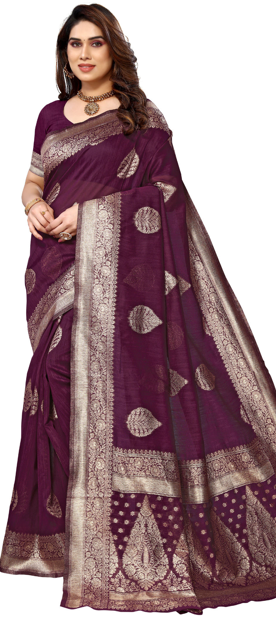 Festive, Traditional Purple and Violet color Organza Silk fabric Saree ...