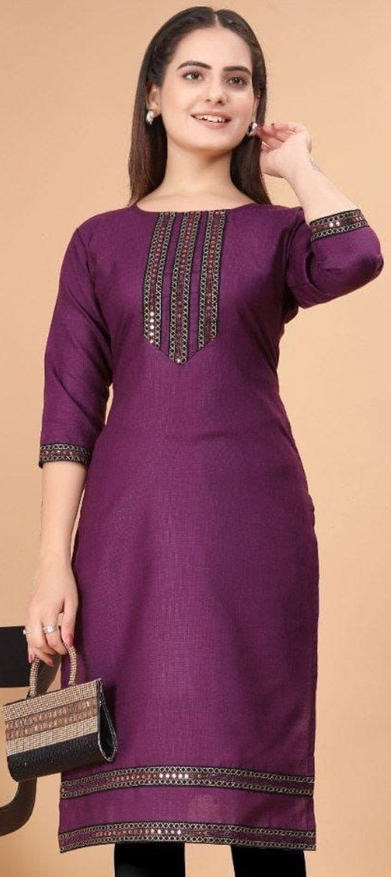 Casual Purple and Violet color Cotton fabric Kurti : 1946581
