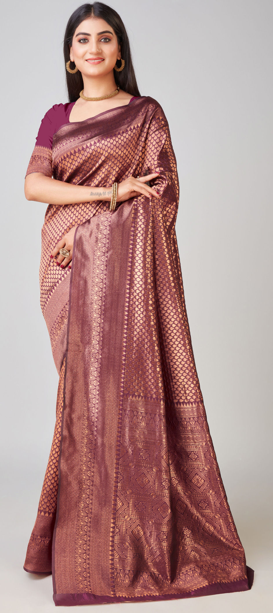 Party Wear, Traditional Purple and Violet color Blended fabric Saree ...