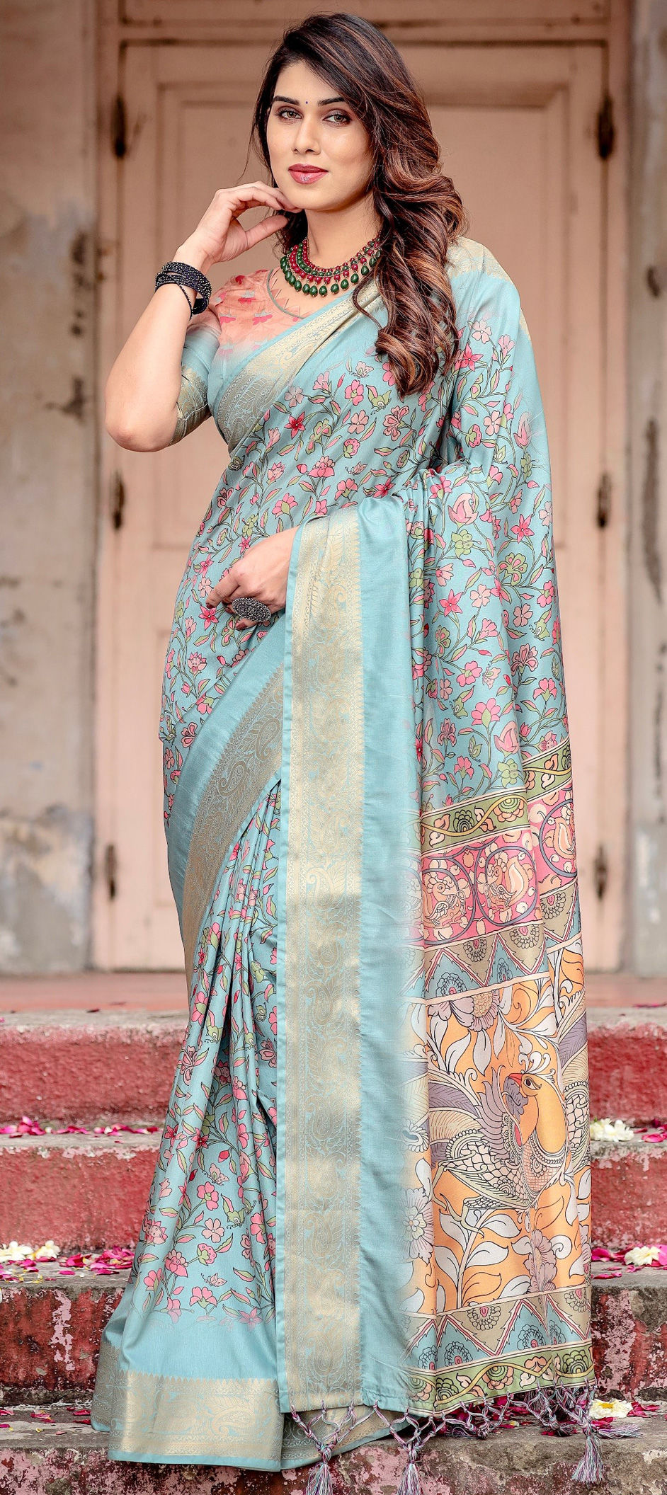 Party Wear, Traditional Blue color Art Silk fabric Saree : 1948118
