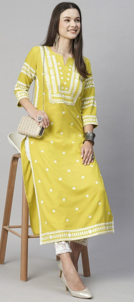 Summer Yellow color Cotton fabric Kurti : 1948210