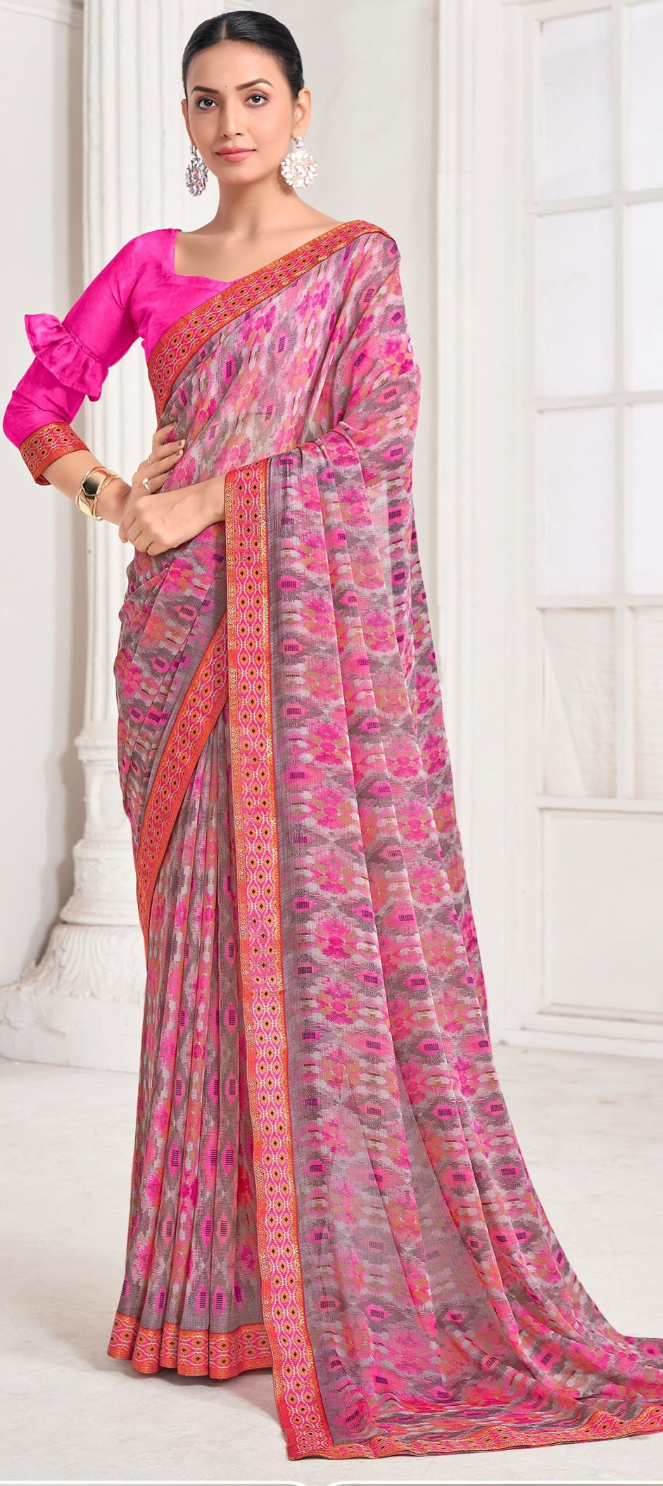 Casual Multicolor color Chiffon fabric Saree : 1952906