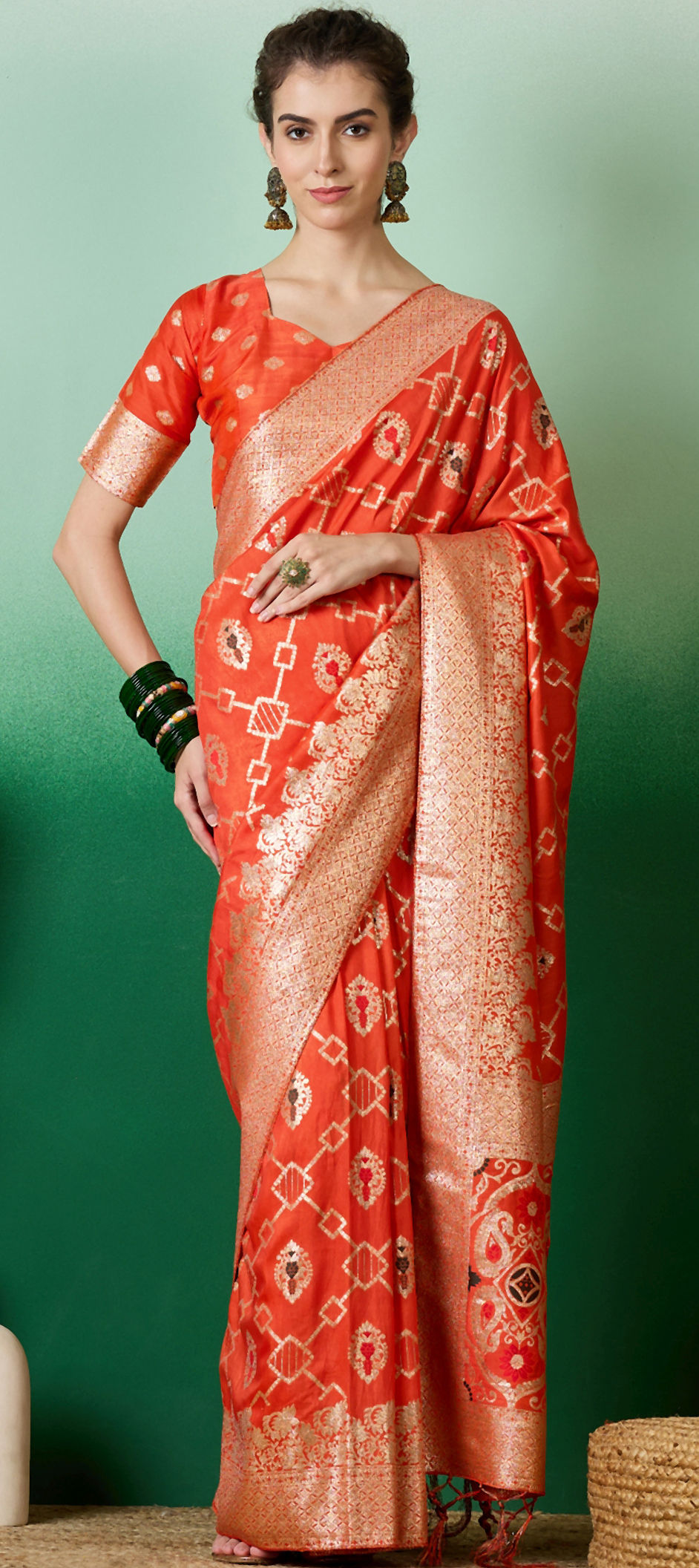 Party Wear, Traditional Orange color Art Silk fabric Saree : 1953861 Party Wear, Traditional Orange color Art Silk fabric Saree : 1953861
