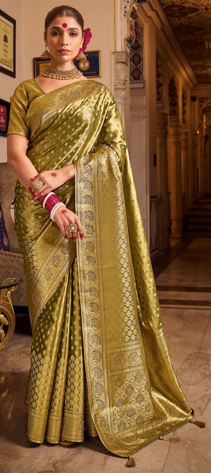 Festive, Traditional Green color Tissue fabric Saree : 1954166