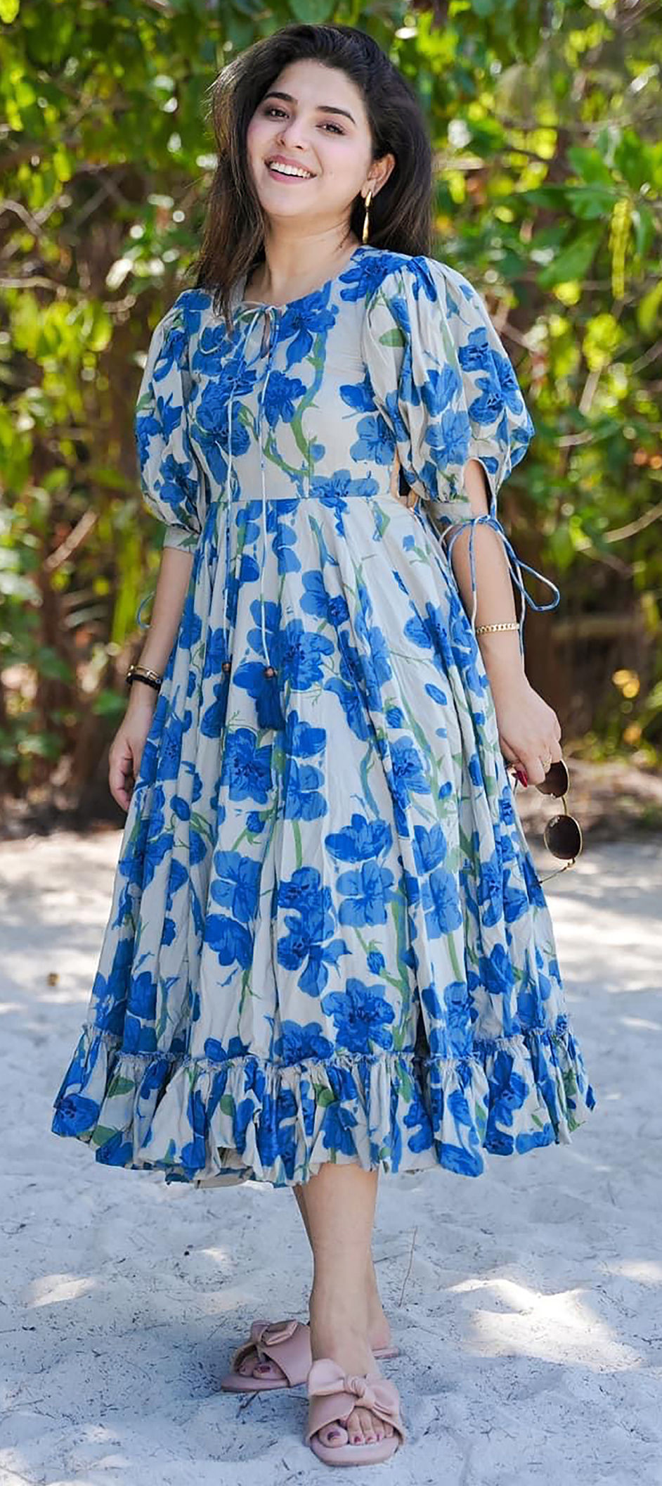 Summer Blue color Rayon fabric Dress : 1954515