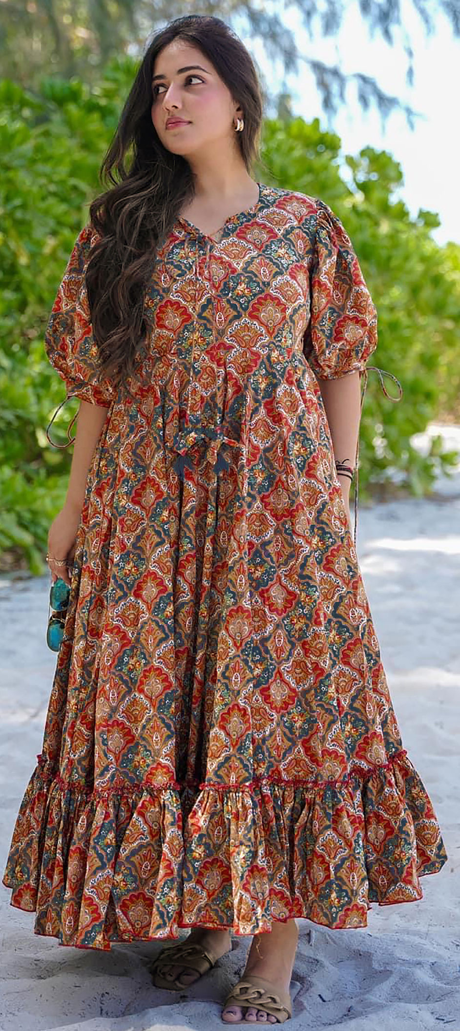Summer Multicolor color Rayon fabric Dress : 1954516