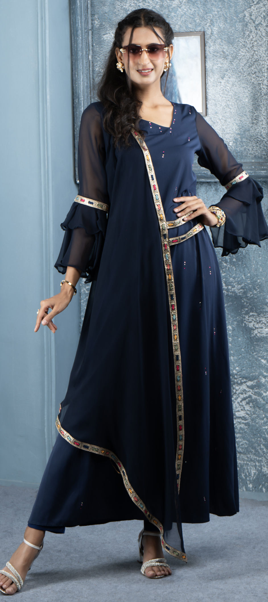 Festive, Reception Blue color Georgette fabric Kurti : 1955913