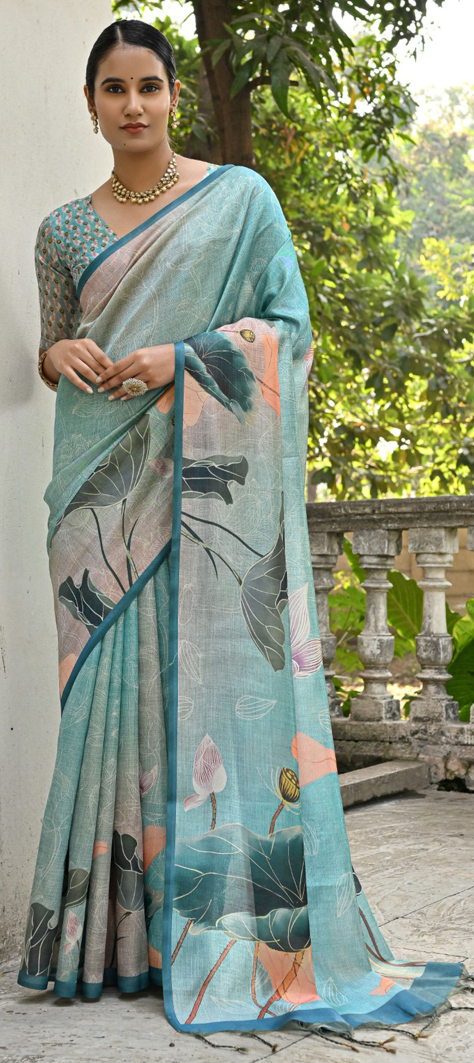 Festive, Traditional Blue color Silk cotton fabric Saree : 1956364