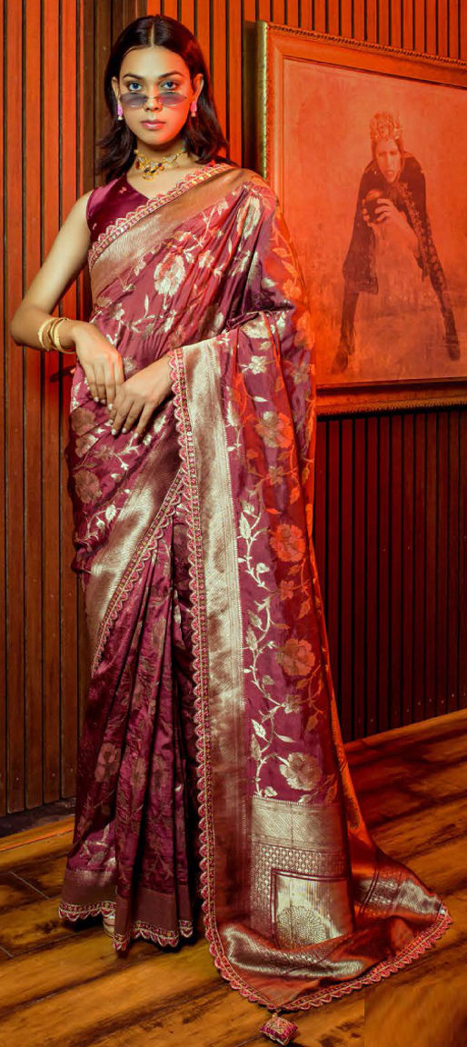 Traditional, Wedding Red and Maroon color Silk fabric Saree : 1956645