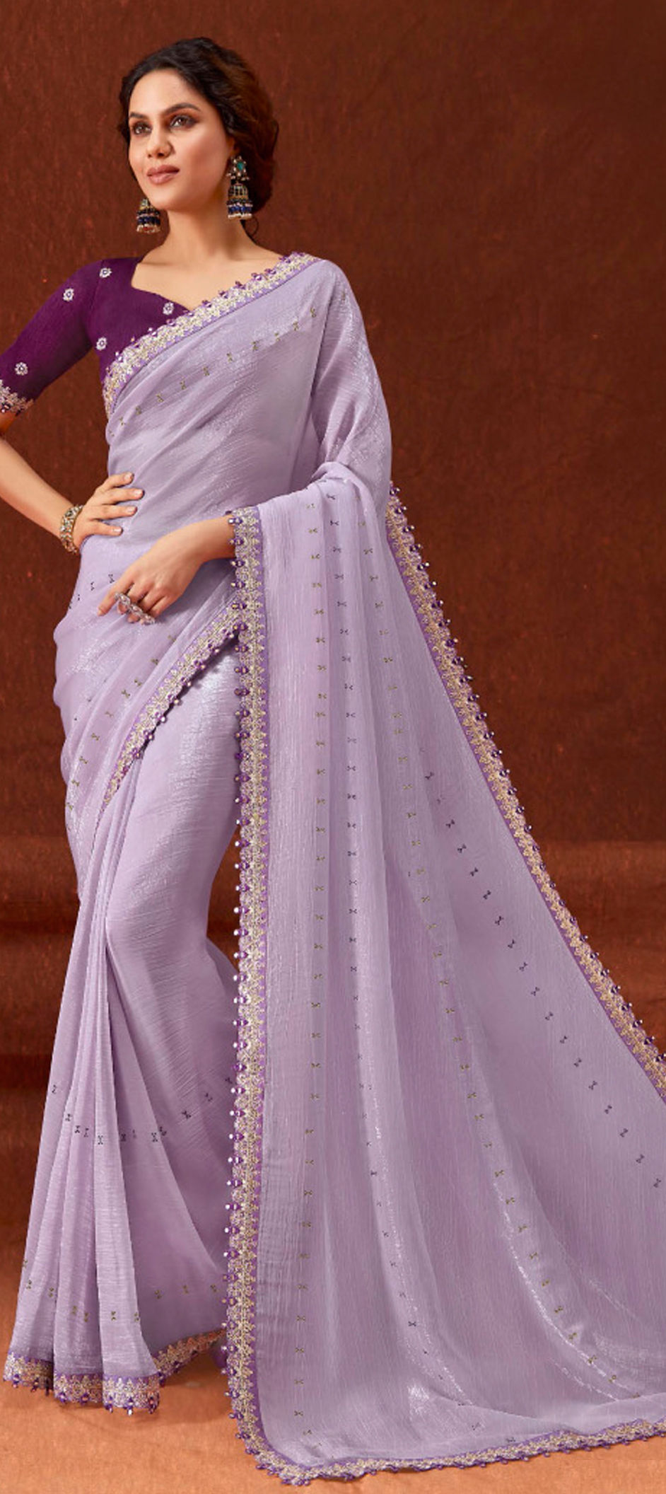 Festive, Party Wear, Traditional Purple and Violet color Silk fabric ...
