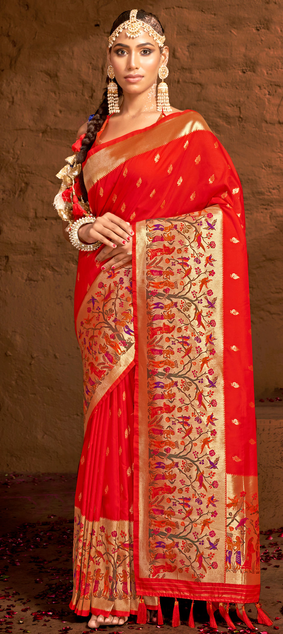 Reception, Traditional, Wedding Red and Maroon color Silk fabric Saree ...