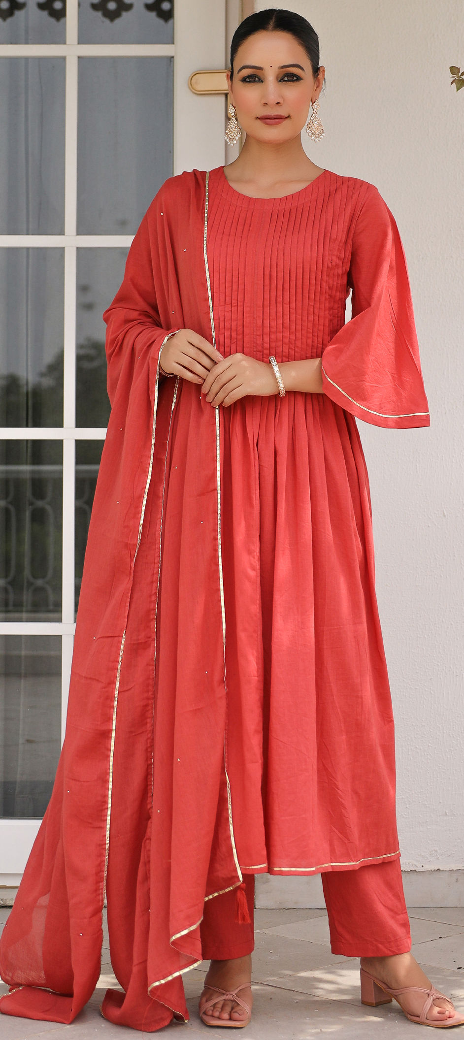 Engagement, Festive, Reception Orange color Malmal fabric Salwar Kameez ...