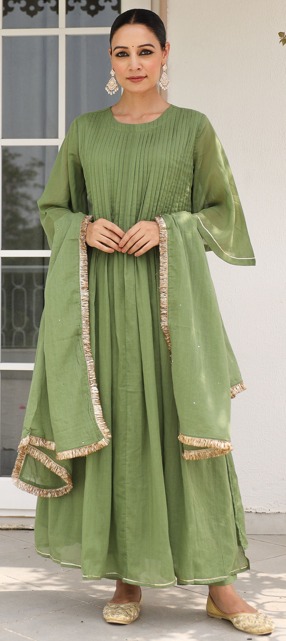 Engagement, Festive, Reception Green color Malmal fabric Salwar Kameez ...