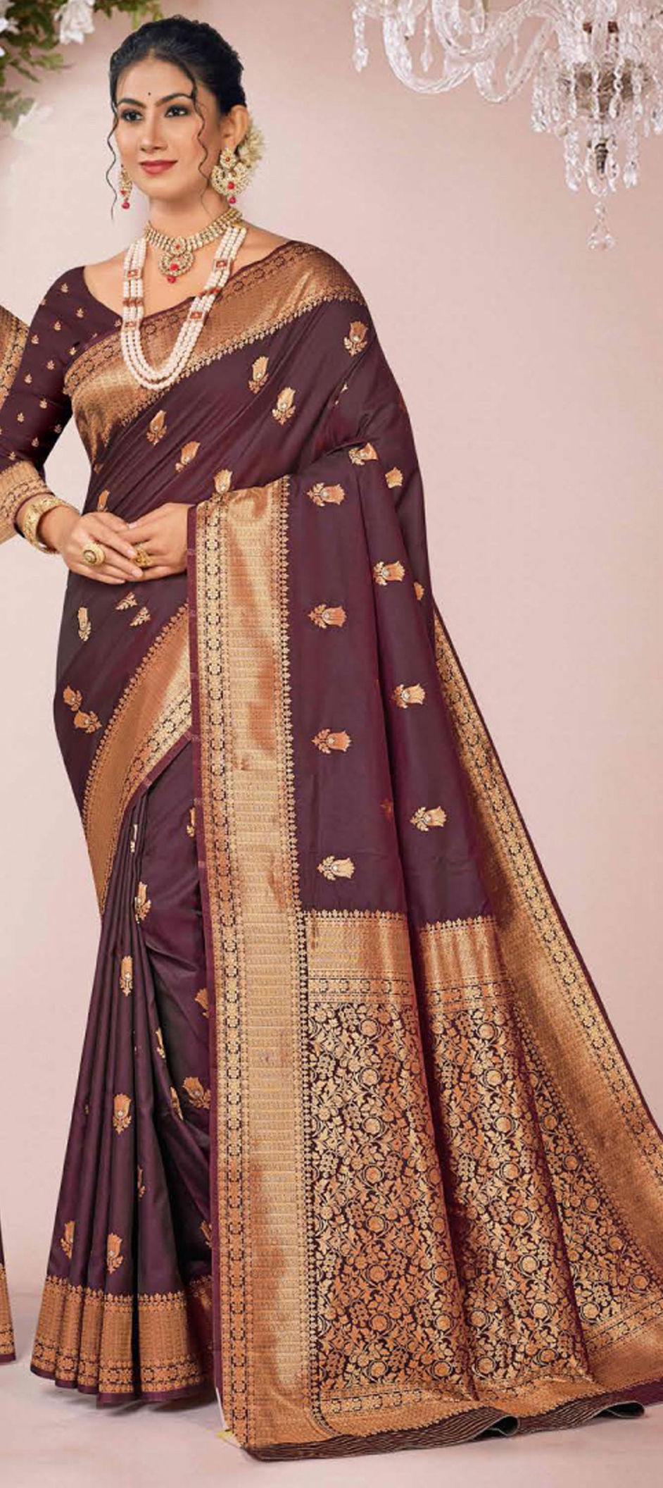 Festive, Traditional Red and Maroon color Silk fabric Saree : 1960845