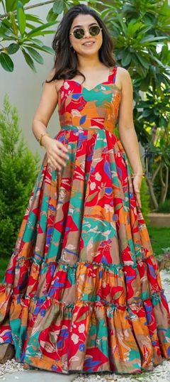 Festive, Party Wear, Reception Multicolor color Rayon fabric Gown : 1961142