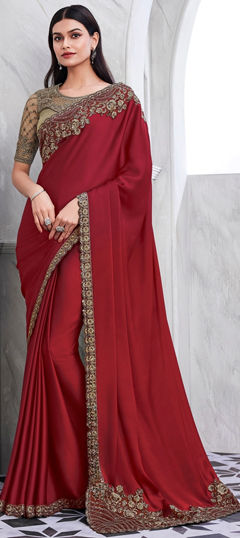 Traditional, Wedding Red and Maroon color Silk fabric Saree : 1961365