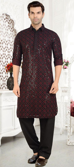 Party Wear Red and Maroon color Cotton fabric Pathani Suit : 1964000