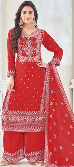 Festive, Reception Pink and Majenta color Art Silk fabric Salwar Kameez ...