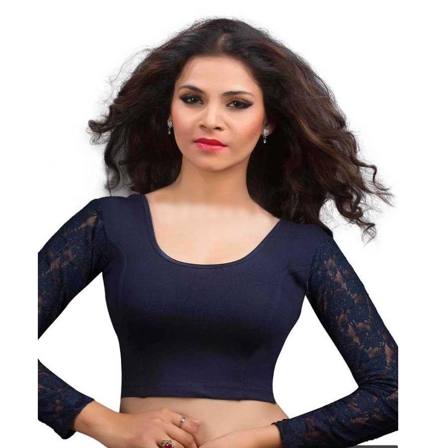 19670: Blue color family stitched Blouse