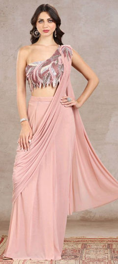 Festive, Party Wear, Reception Pink and Majenta color Lycra fabric ...