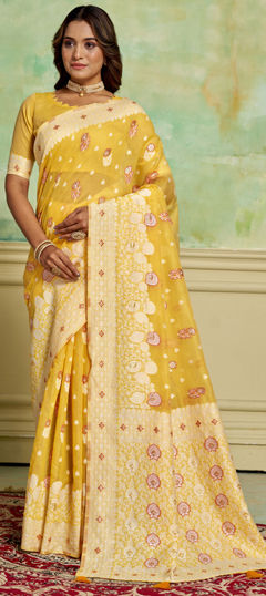 Summer, Traditional Yellow color Cotton fabric Saree : 1980915