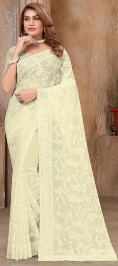 Bridal, Reception, Wedding White and Off White color Georgette fabric ...