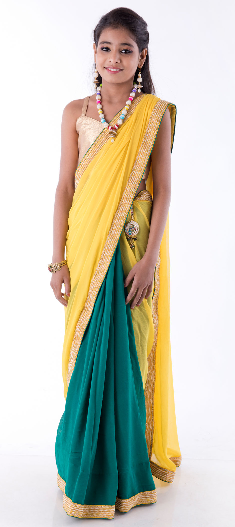 200729: Green, Yellow color Chiffon, Georgette, Raw Dupion Silk fabric ...