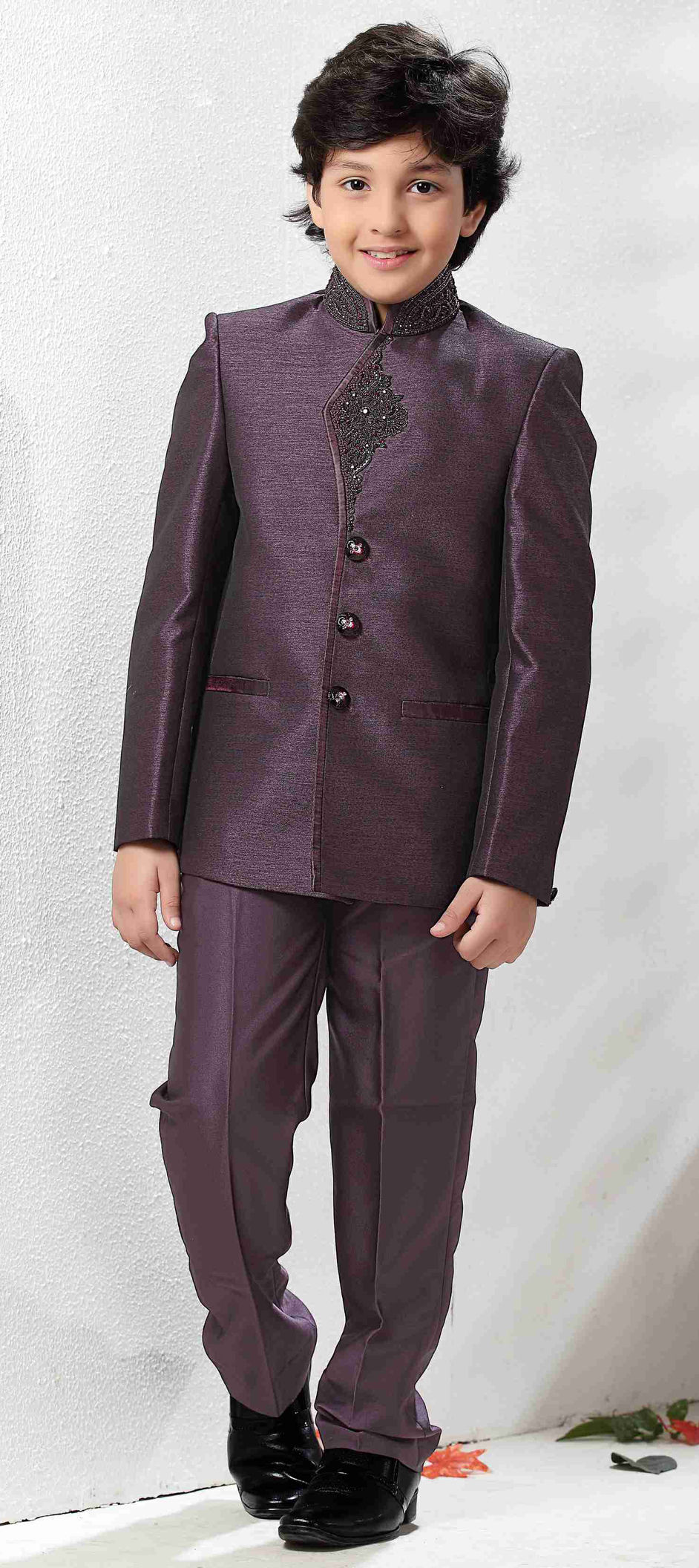 Purple and Violet color Jute fabric Boys Suits : 201191